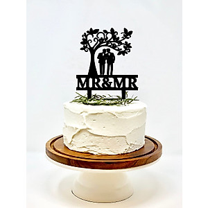 YzYbuaego Mr & Mr Wedding Cake Topper, The Gay Couple Standing and Kissing Under The Tree, Gay Wedding Cake Topper (Gay Tree)