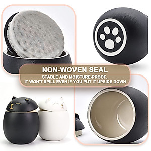 MEETPET Cat Urn Dog Urn Sized 3.2x2.9 and 4.9x4.25. A Smiley-Cat Pet Urn with a Memoria Card.Cat Urns for Ashes for Your Pet (12 cu/in, Black)