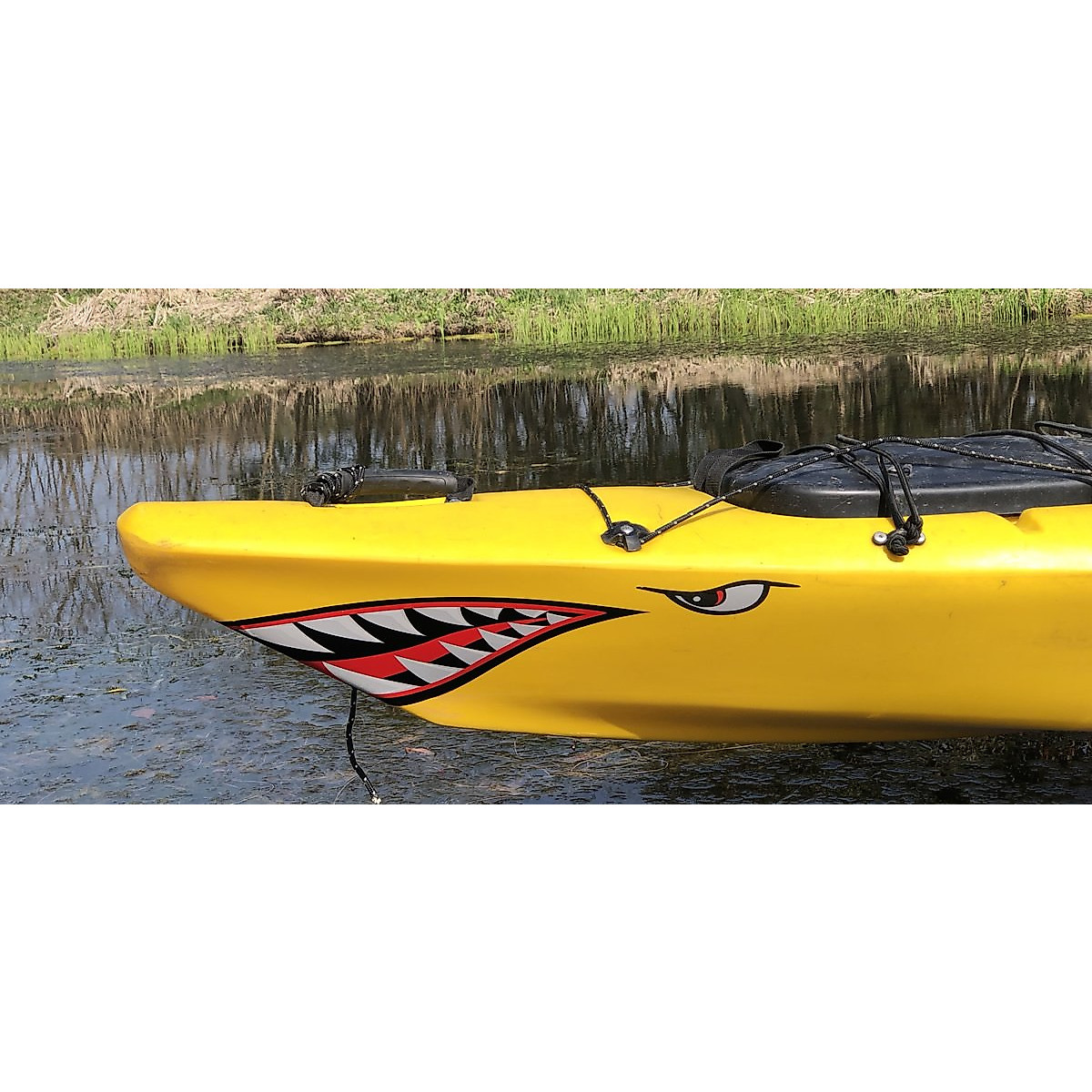 Shark Teeth Mouth Reflective Decals Graphics Sticker Fishing Boat Canoe Car Truck Kayak Decals Accessories,14.8 x 5.0 inches