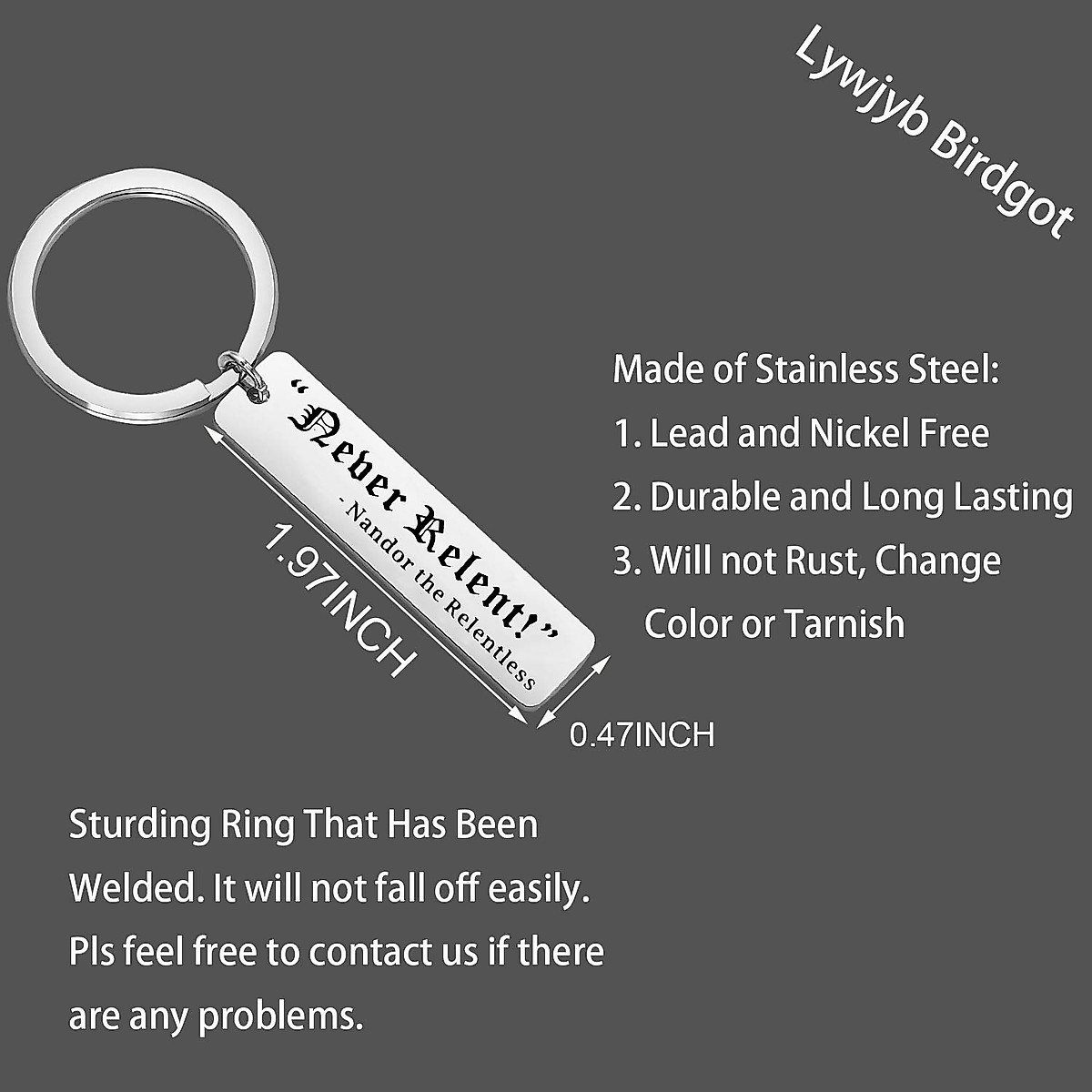 Lywjyb Birdgot TV Show Inspired Gift Fandom Gift The Relentless 304 Stainless Steel Keychain (Nandor Relentless)