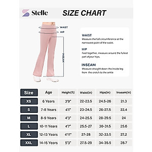 Stelle Girl's Flare Leggings High Waisted Yoga Pants Bootcut Dance Casual Pants Activewear Kids Bell Bottoms(Pink,L)