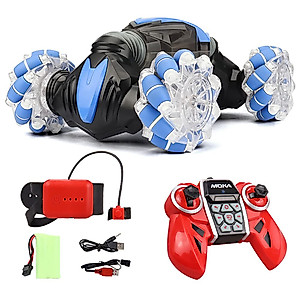 HDZXC All-Terrain Remote Control Car,RC Stunt Car,Deformable Off Road Truck,360 ° Flips Twisting Climbing Vehicle,Double Sided Rotating Race Car with Lights,for Kids