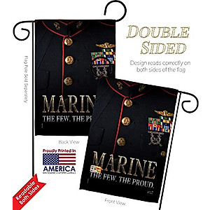 Dress Blue Marine Garden Flag - Set Mailbox Hanger Armed Forces Corps USMC Semper Fi United State American Military Veteran Retire Official - House Banner Small Yard Gift Double-Sided 13 X 18.5