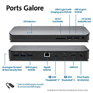 Thunderbolt 3 Dock for MacBooks (OS 10.14 and Later) and Windows laptops Equipped with Thunderbolt 3 (Lenovo Dell HP Acer, Asus, MSI, Razer, and More)