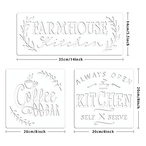 10 Set Farmhouse Kitchen Stencil, Homemade Bakery Rustic Sign Painting Stencils for Home Dining Room Wall Decoration Reusable Templates DIY Wood Sign