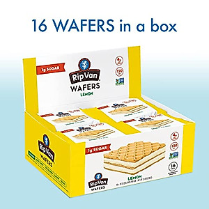 Rip Van Wafels Lemon Cookies, 16 Count, 1g Sugar, 4g Carbs, Vegan, Keto Friendly, Low Calorie, 0g Trans Fat, 120 Calories, 6g Fiber