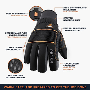 RefrigiWear Thinsulate Insulated PolarForce Gloves with Grip Assist and Performance Flex (Black, Large)