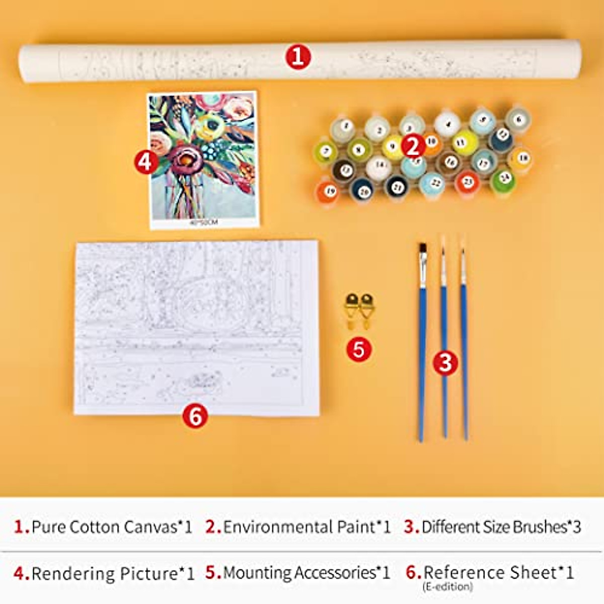 Paint by Numbers Flowers, Abstract Paint by Number for Adults, Adult Paint by Number Kits on Canvas Drawing Paintwork with Paintbrushes, Easy Paint by Numbers for Kids Art Crafts 16"x20"(Frameless)