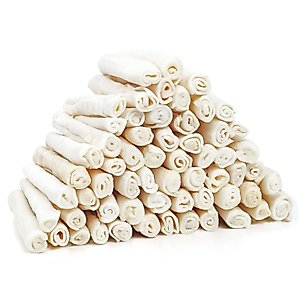 MON2SUN Dog Rawhide Rolls Twist Sticks 6.5 Inch Dog Chew Treats Natural Flavor 60 Count for Puppy and Small Dogs