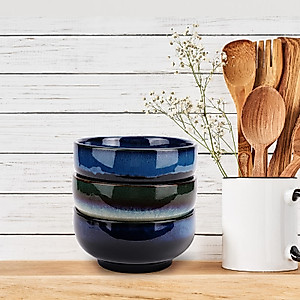 GRABADO Handmade Large Salad Bowls, Ceramic Bowl 60oz for Eating, Porcelain Serving Bowl Glazed, Popcorn Bowl 8"，Decorative Bowl for Salad, Ramen, Soup and Fruit,Dishwasher & Microwave Safe(Sky Blue)