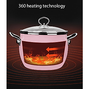 GFHVDC Pasta Pot Nonstick Cookware Enamel Stock Pot with Lid Large Cooking Pot Flat Bottom Stew Pot for Soup, Stew, Canning Induction Pasta Pot, for Stove Non Stick Soup Pot,Pink