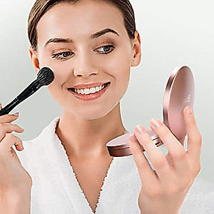 B Beauty Planet 20X Magnifying Mirror with Light, 20X/5X/1X Travel Lighted Makeup Mirror,Portable LED Compact Mirror,Handheld Folding Rechargeable Ring Light Mirror(4inches, Rose Gold)