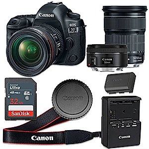 Canon EOS 5D Mark IV 30.4 MP CMOS Digital SLR Camera with 3.2-Inch LCD with EF 24-105mm f/3.5-5.6 is STM Lens and EF 50mm f/1.8 STM Lens - Wi-Fi Enabled (Certified Refurbished)
