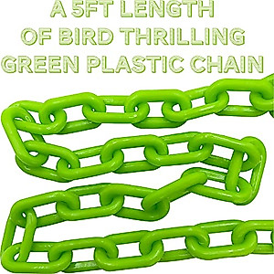 Mandarin Bird Toys by M&M 2001 5ft Medium Green Plastic Bird Toy Chain - A Long Length of Brightly Colored Plastic Pet Thrilling Chain, Lots of uses, Great for Med Sized Pets Conure Cockatiel Lovebird