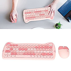 Wireless Keyboard Mouse Combo,Colorful Cute 2.4G Wireless Keyboard and Mouse Set,Ergonomic Gaming Keyboard and Mouse Kit for Windows,for OS X,for Android(Pink)