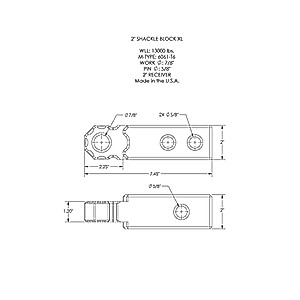 AGENCY 6 Recovery Shackle Block Assembly 2 INCH Double Hole Powder Coat Grey - Hitch Receiver Block - Proudly Made in The USA with US Certified Materials - Includes Hitch pin and D-Ring