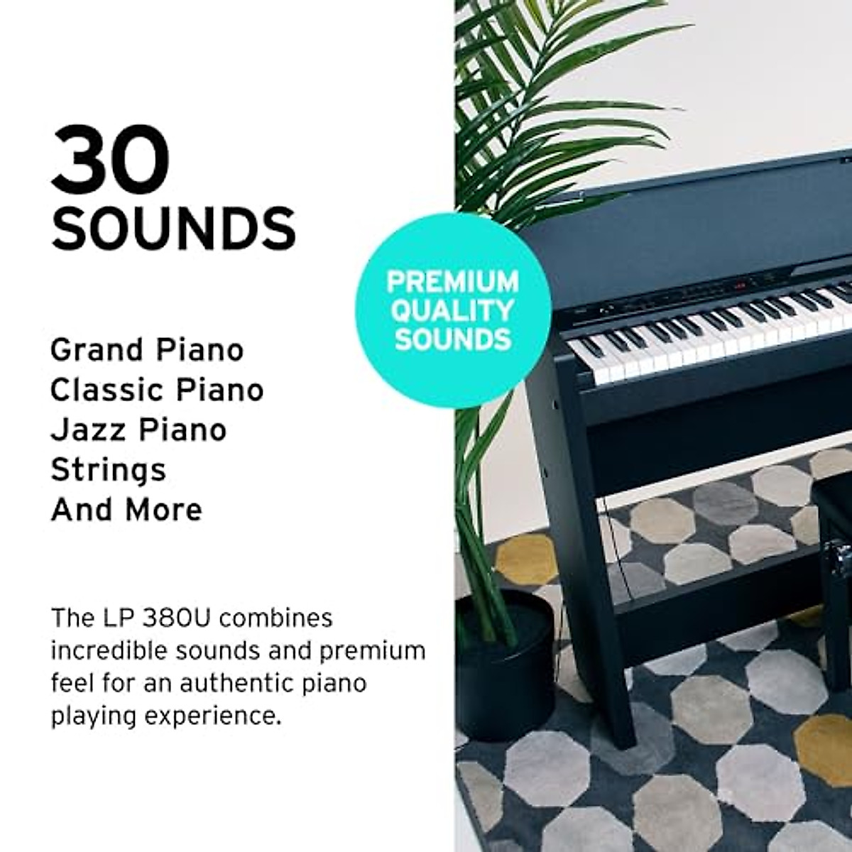 KORG LP-380U Digital Home Piano with 88-Key Fully Weighted Keyboard, Built-in Speakers, Furniture Stand, and 3-Pedal Unit (LP-380-WH U)