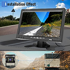 Backup Camera for Truck Rv, 7 inch LCD HD Monitor, IP69 Waterproof, Adjustable Guide Line, 18 IR LED Night Vision, Vehicle Back up Reverse Camera Kit for Trailer/Pickup/SUV/Car/Van/Bus