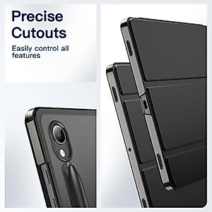 JETech Case for Samsung Galaxy Tab S9 11-Inch, Translucent Back Tri-Fold Stand Protective Tablet Cover, Support S Pen Charging, Auto Wake/Sleep (Black)