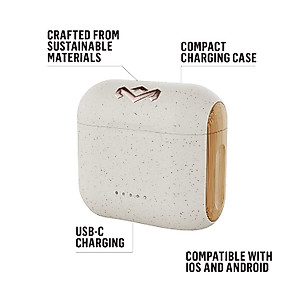 House of Marley Rebel True Wireless Earbuds with Microphone, Bluetooth Connectivity, 8 Hour Battery Life with in-Case Charging, and Sustainable Materials, Cream