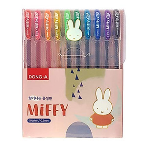 Dong-A Miffy Bunny Gel Ink Scented Rollerball Pens, 0.5mm, 10 Color Set