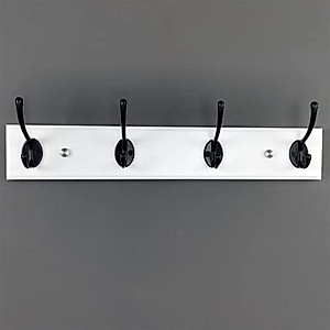 mapeoes 2 Pack 17.3'' Wood White Coat Rack Wall Mount 4 Hooks, Hook Spacing 5.15'',Heavy Duty Wooden Wall Coat Hanger for Cloth,Hat,Key, Small Modern Wall Decoration Rack for Kids Room Entryway