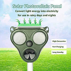 Solar Powered Animal Repellent,Ultrasonic Animal Repeller, Ultrasonic Repellent,Animal Solar USB Charge ,for Cats, Dogs, Squirrels, Rats, Foxes, Martens, Wild Animals,ect