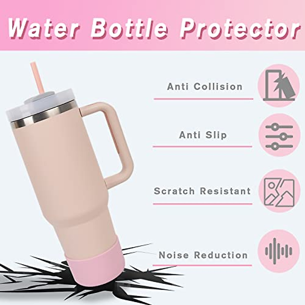 11 Pack for Stanley Cup Accessories, Silicone Reusable Replacement Straws with Straw Covers Cap & Brush for Stanley 40oz, Anti-Slip Protective Stanley Cup Boot Sleeve 40 oz Silicone Bottom Bumper Boot