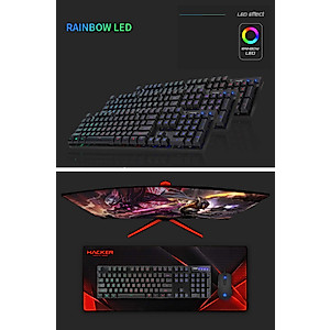 ABKO KM350 Desktop Keyboard & Mouse Gaming Combo Rainbow LED, 19 Key Anti-Ghosting, Max 3200 DPI English/Korean Type