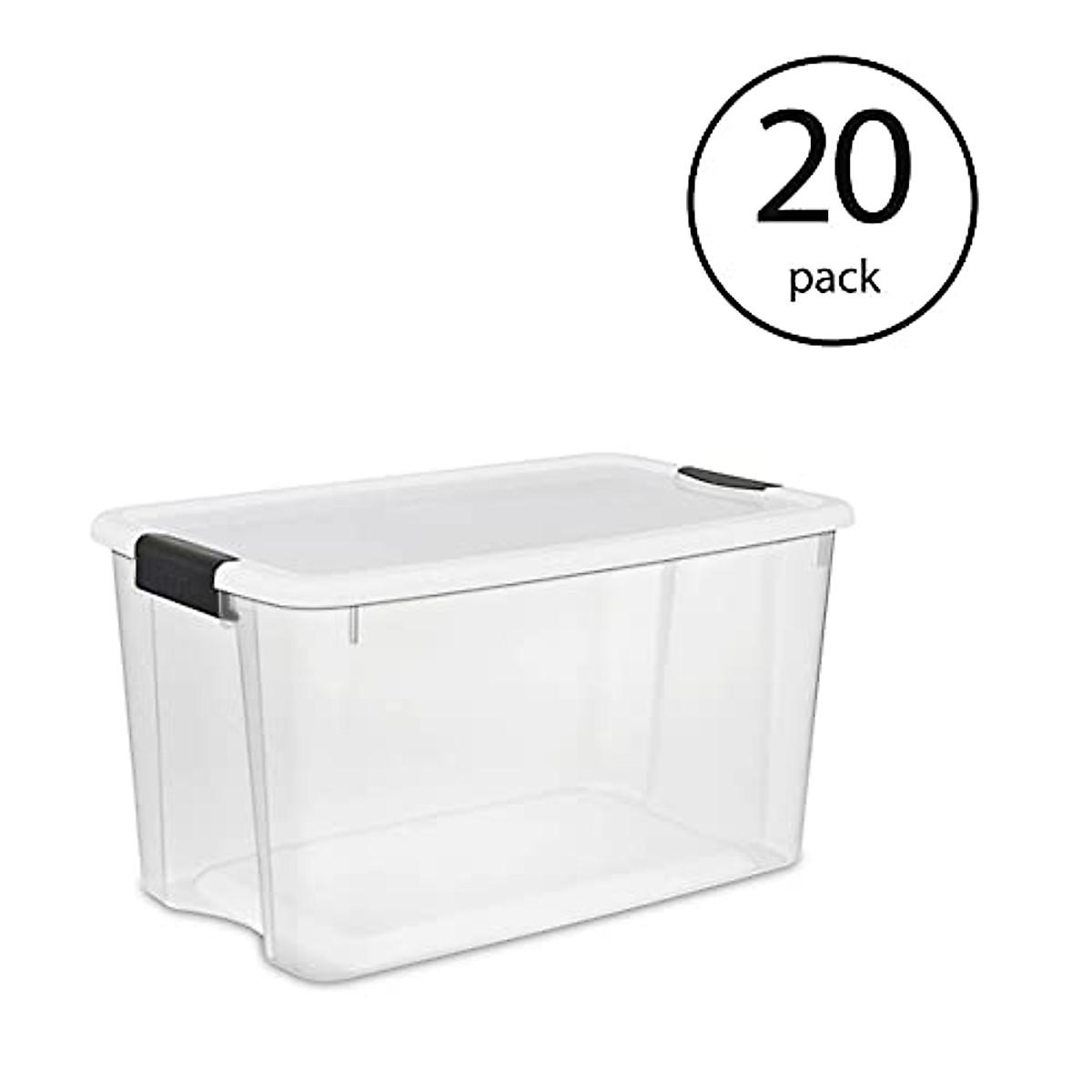 Sterilite 116 Quart Ultra Clear Plastic Storage Tote Container with Latching Lid (20 Pack)