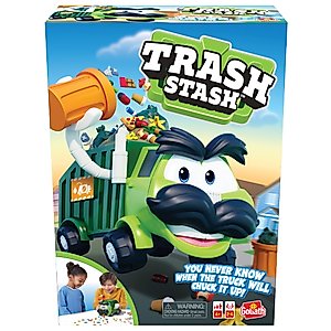 Goliath Trash Stash Game - Fill Trashcan, Watch It Dump Into Garbage Truck Or Truck Chucks It Up - No Reading Required, Ages 4 and Up, 2-4 Players , Green