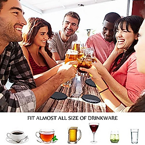 40 Pieces Round Slate Coasters Bulk, 4 x 4 Inch Black Stone Coasters Drink Coasters Bar Coasters Cup Coaster with Anti Scratch Bottom for Drinks Table Kitchen Bar Home