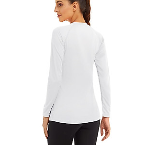 MAGCOMSEN Running Shirts Performance T Shirts Athletic Shirts Tank Top Gym Shirts Women Long Sleeve Shirts Casual Womens UV Protection Shirts White