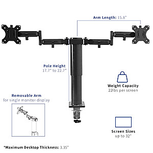 VIVO Integrated 63 x 32 Inch Electric Standing Desk and Motorized Dual Monitor Mount, 1 Touch Height Adjustment, Fits up to 32 inch Monitor Screens, Memory Control Pad, Black, DESK-KIT-SET1B