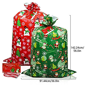 Nwvuop 2 Pack Giant Christmas Gift Bag 36× 56 Inches Extra Large Plastic Gift Bags with Gift Tag for Christmas Presents Wrapping Goodie Bags Kids Bicycle Bike