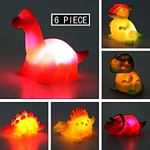 JOYIN 6 Pieces Pre-Filled Easter Eggs with Floating Dinosaur Bath Toys Luminous Easter Egg Hunt Easter Theme Party Favors