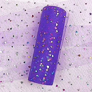 Yuanchuan Laser Glitter Tulle Rolls 6 inch x 10 Yards (30 feet) Purple Tulle Rolls Spool Fabric Tutu for DIY Skirts Wedding Gift Wrap Sewing Crafting Bow Bridal Decorations Birthday Party (Purple)