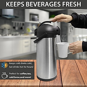Heritage66 Stainless Steel Thermal Coffee Carafe Airpot-Large Beverage Dispenser Triple Wall Thermos Vacuum insulated Keeping Hot Coffee for 10 hours tea water coffee (5Liter /170 OZ)