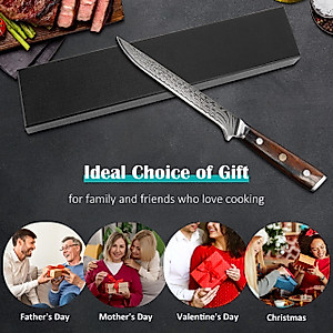 RedCall Boning & Fillet Knife,Ultra Sharp Japanese Boning Knife,Damascus Steel Butchers Knife,Full Tang & Ergonomic Handle Ideal Gift