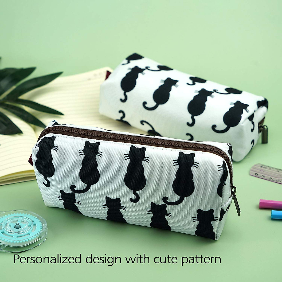 Cute Black Cat Pencil Case Pouch Teacher Gift Gadget Bag Make Up Case Cosmetic Bag Stationary Kawaii Pencil Box