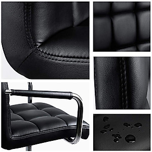 Yaheetech Desk Chair - Office Chair with Arms/Wheels for Students Swivel Faux Leather Home Computer Black