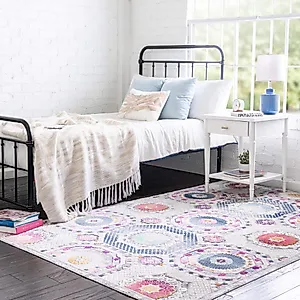 Rugs.com Budapest Collection Area Rug – 8' x 10' Multi Low-Pile Rug Perfect for Living Rooms, Large Dining Rooms, Open Floorplans