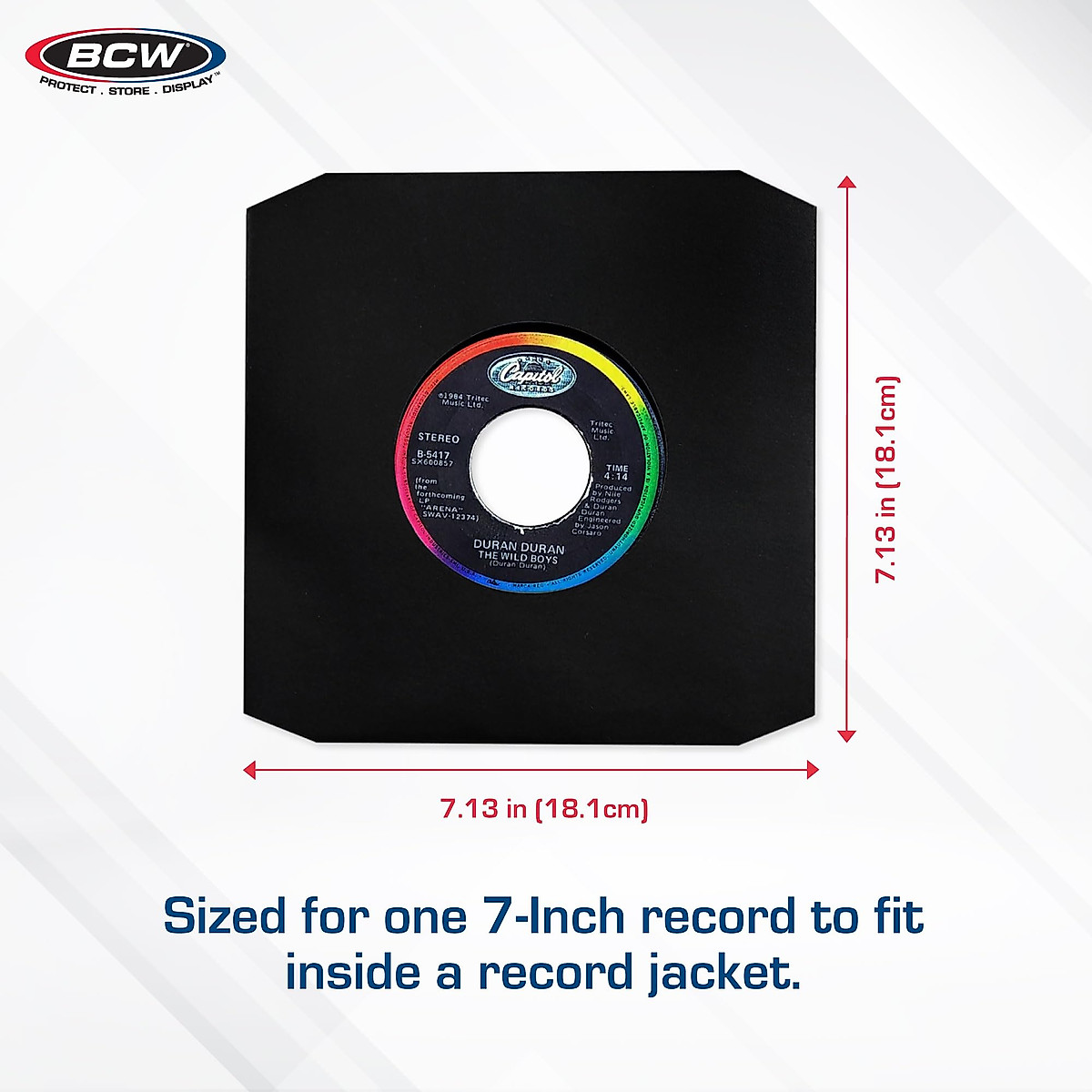 BCW 7 Inch Vinyl Record Paper Inner Sleeves - Angle Cut Corners - Black | Pack of 50 | Protective LP Album Sleeves for Vinyl Storage and Preservation | Compatible with 45 RPM Albums