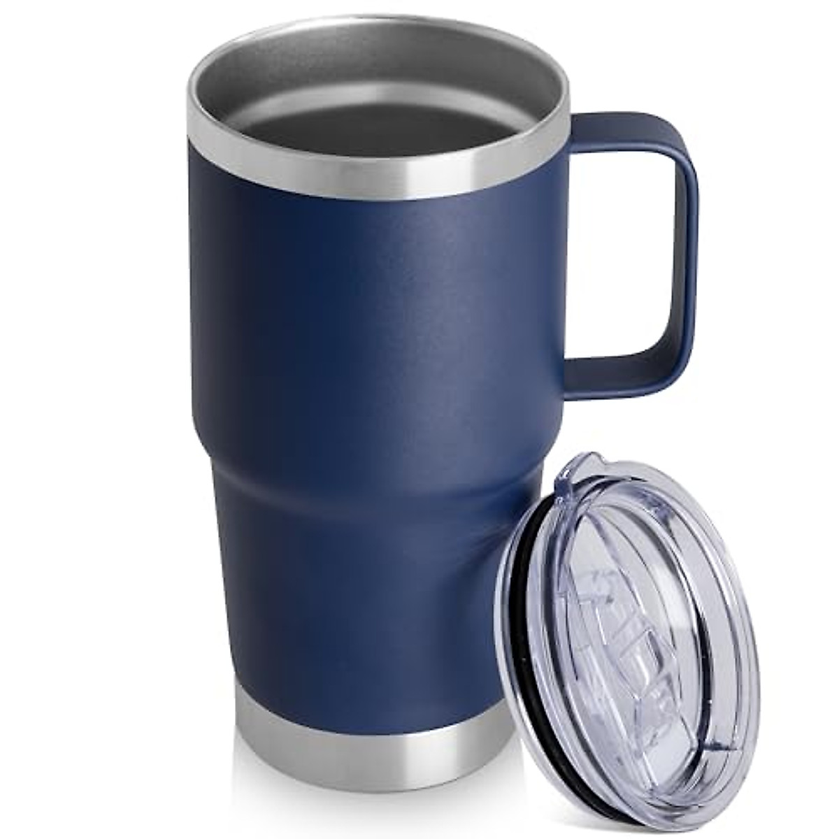HASLE OUTFITTERS 20oz Tumbler with Lid, Stainless Steel Tumbler with Handle, Metal Insulated Travel Coffee Mug with Handle, Double Wall Vacuum Spill Proof Tumbler Cup, Navy 1 Pack