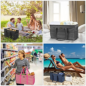 BALEINE Extra Large Utility Tote Bag with Wire Frame for Storage (Gray, 1-Pack)