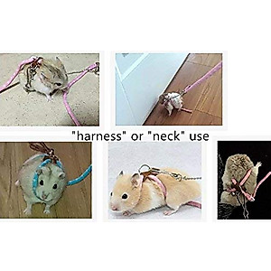Hypeety Hamster Training Lead Leash Nylon for Hamster Rat Squirrel Gerbil Pet Cage Playhouse Leashes Band Finder Collar Bell (Blue)