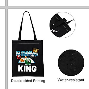 VAMSII Bingo King Tote Bag Bingo Gifts for Men Bingo Player Gifts Bingo Lovers Gifts Bingo Accessories Bag Canvas (Tote Bag)