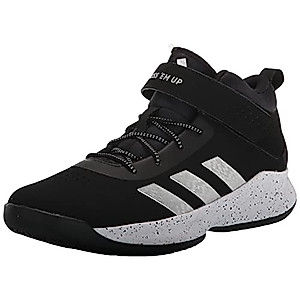 adidas Cross Em Up 5 Basketball Shoe, Black/Silver Metallic/White, 6 Wide US Unisex Big_Kid
