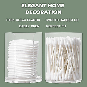 Qtip Holder Dispenser -10 oz Multipurpose Storage Boxes with Natural Bamboo Lids for Organizing Cotton Swabs, Pads, Dental Floss, 2 Count (2 Count)