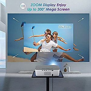 5G WiFi Projector 4K Supported - FANGOR 340ANSI Native 1080P Projector Bluetooth Outdoor Movie Projector / Full Sealed Design/Digital Keystone/300” Display/50% Zoom, for Phone/PC/DVD/TV/PS4